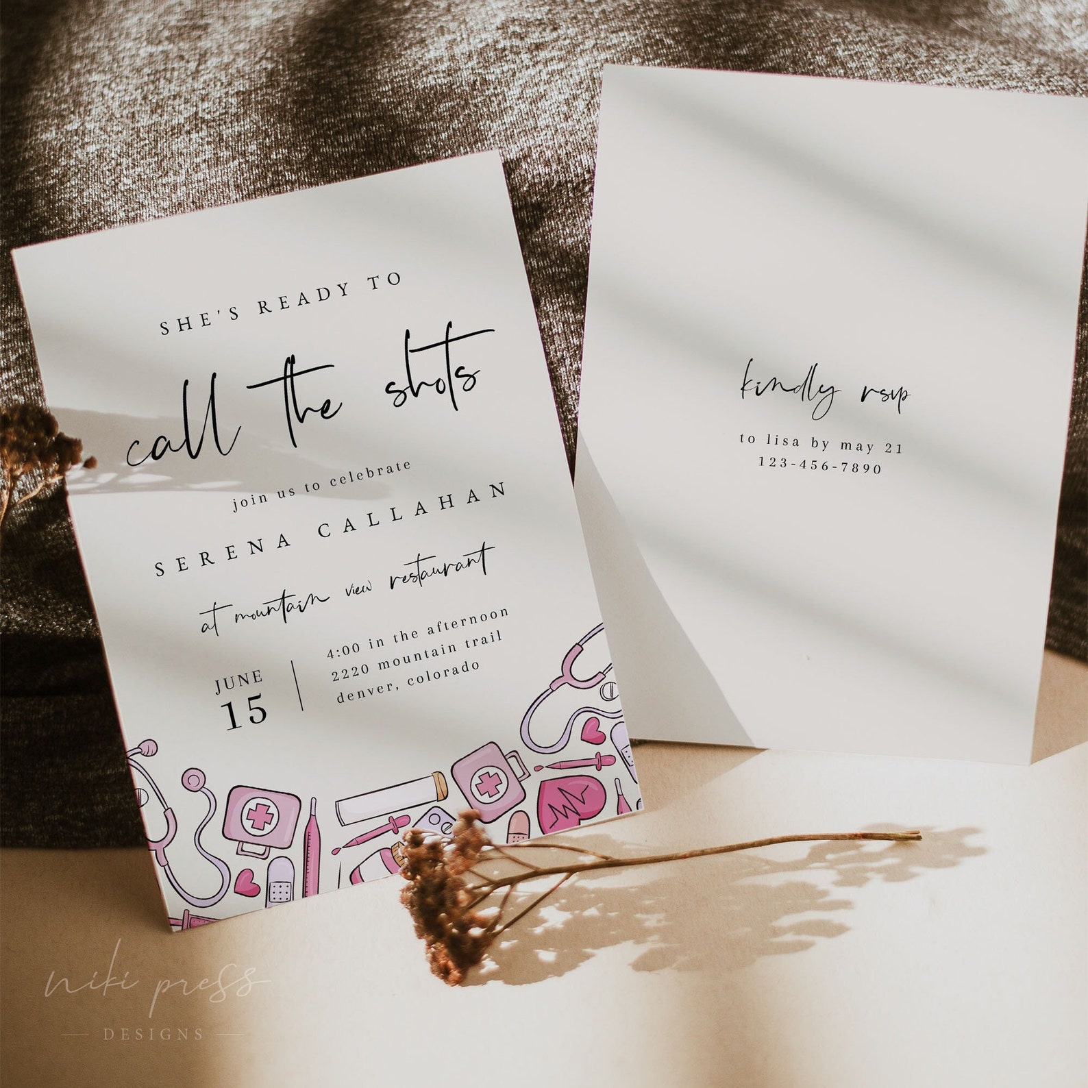 Nurse Graduation Party Invitation Template | She's Ready to Call the ...