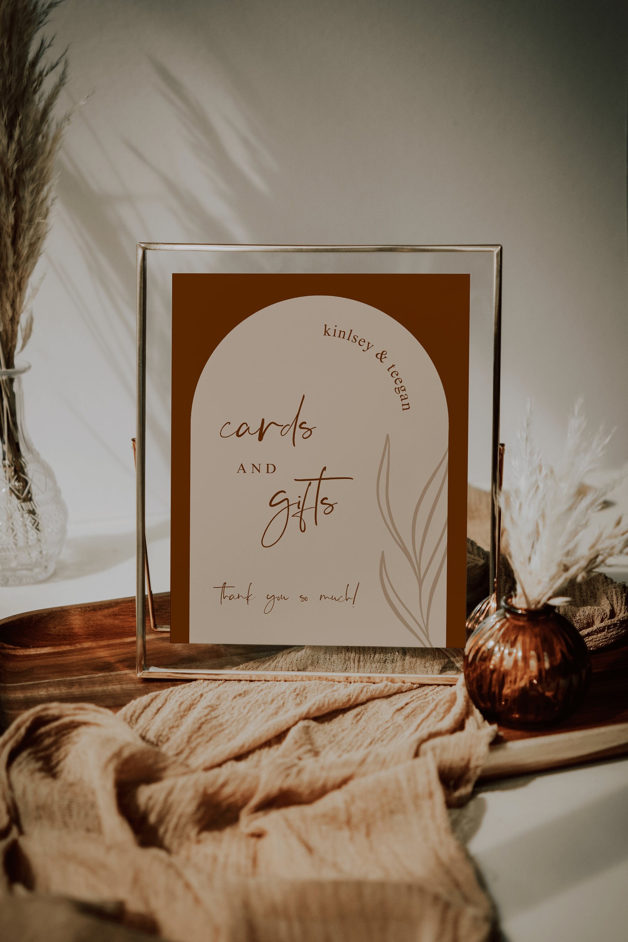 Arched Terracotta Wedding Cards and Gifts Sign Template - Etsy