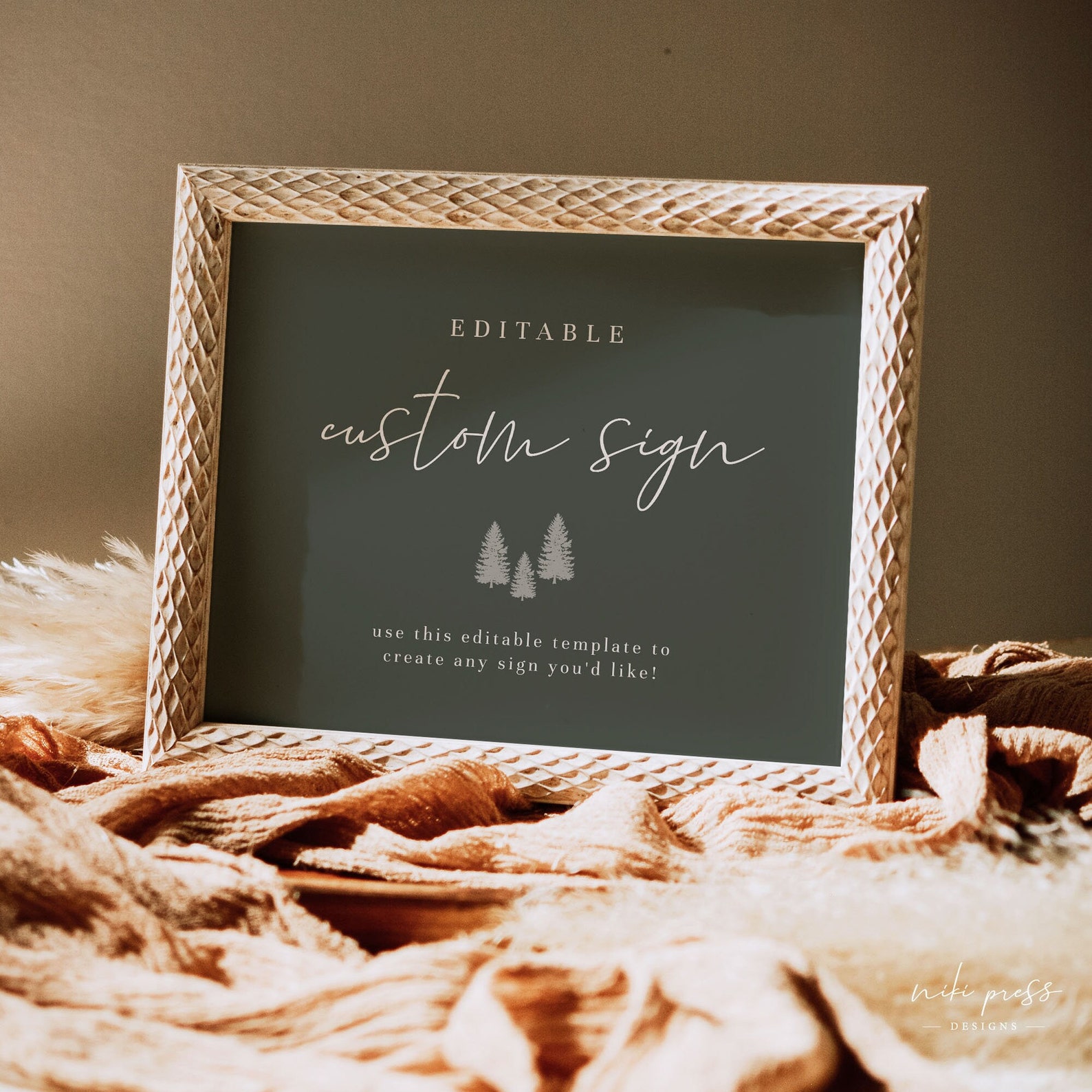 Forest Wedding Sign Template | Custom Wedding Sign | Pine Tree Wedding ...