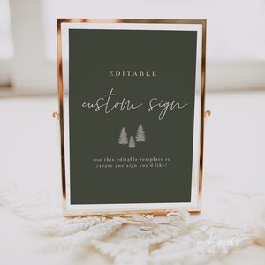 Forest Wedding Sign Template | Custom Wedding Sign | Pine Tree Wedding ...