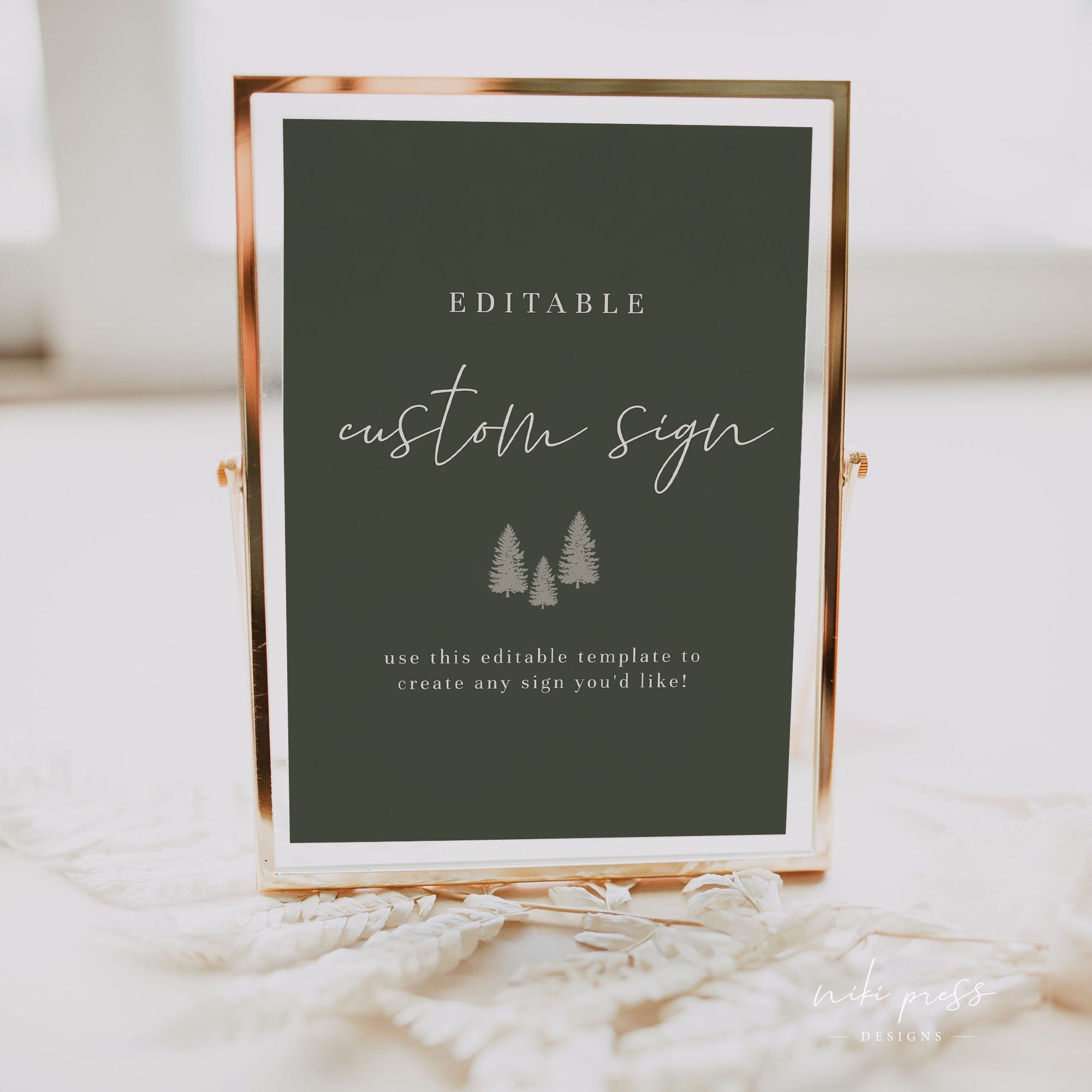 Forest Wedding Sign Template | Custom Wedding Sign | Pine Tree Wedding ...