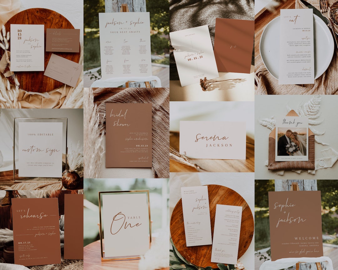 Rust Wedding Template Bundle — Boho Wedding Suite Bundle — Desert ...
