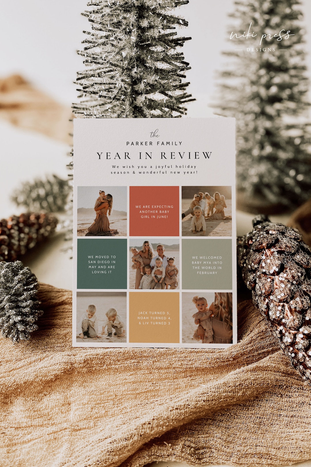 Simple Modern Year in Review Template, Unique Christmas Card, Year in ...