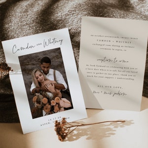 Elopement Reception Invitation With Photo Template | Editable Elopement ...