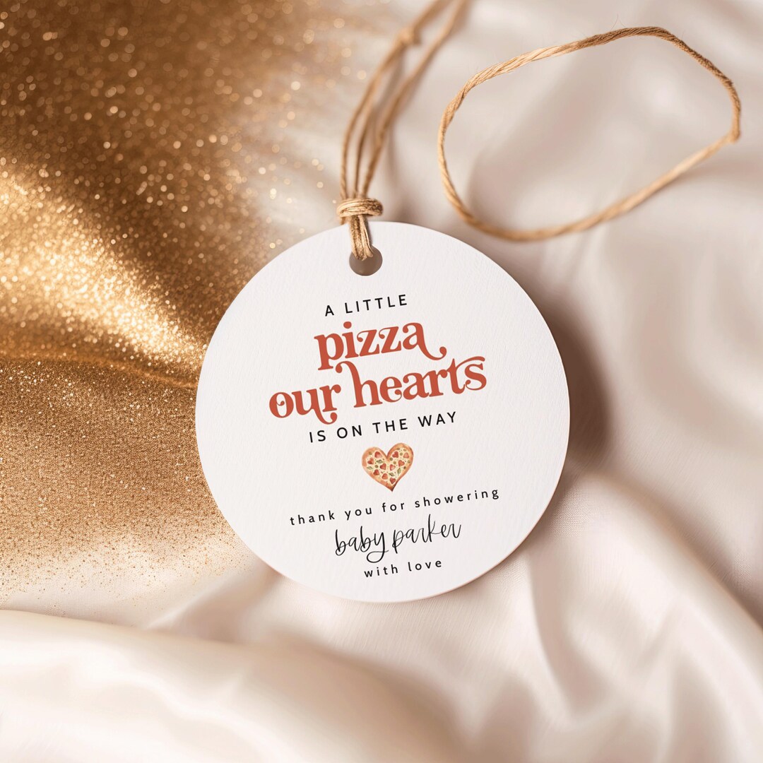 Pizza Baby Shower Favor Tag Template | Pizza and Pacifiers Baby Shower ...
