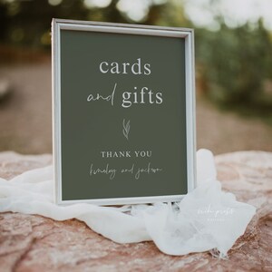 Earthy Olive Wedding Cards and Gifts Sign Template | Printable Cards ...
