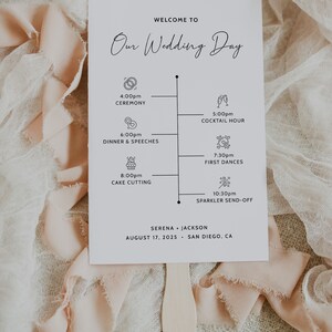 Modern Wedding Program Fan Template | Wedding Ceremony Timeline ...