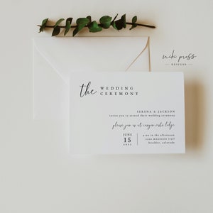 Minimalist Wedding Ceremony Insert Card Template | Printable Wedding ...