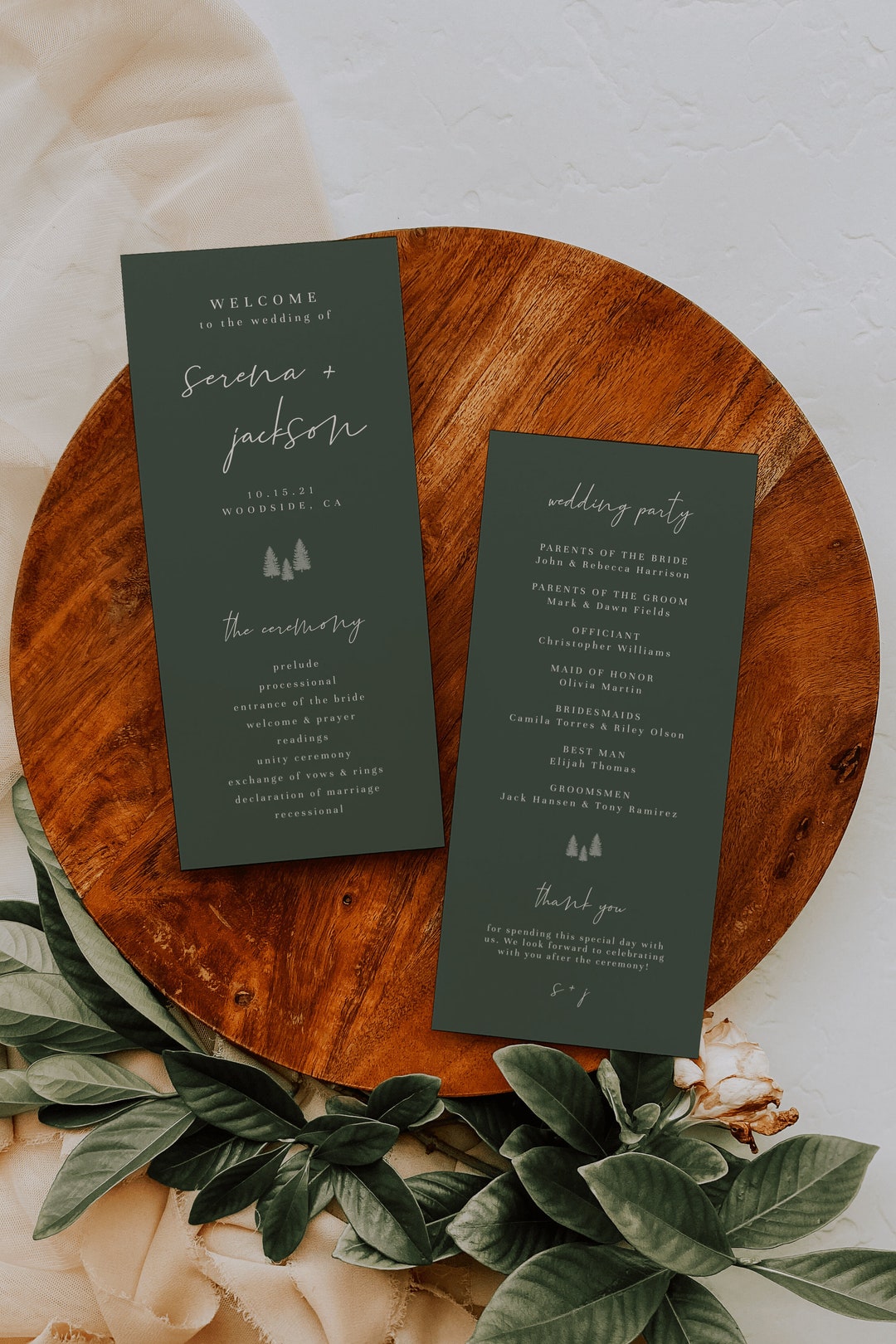 Forest Green Wedding Program Template Woodsy Wedding - Etsy