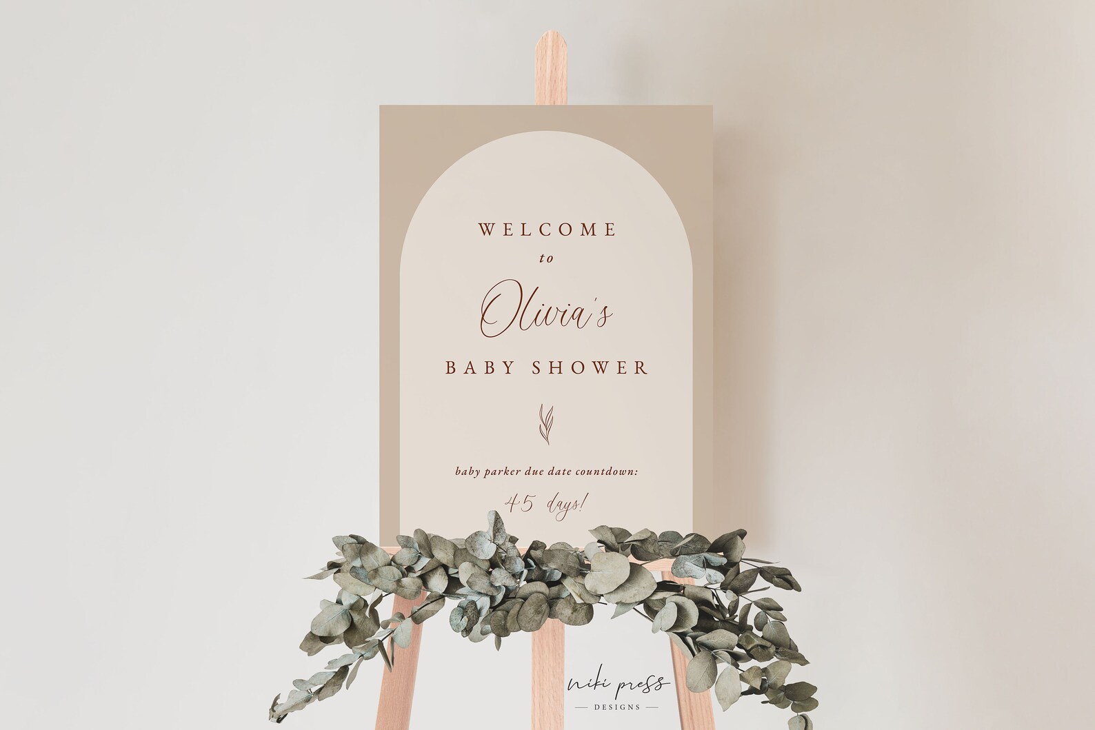 Arched Minimalist Baby Shower Welcome Sign Template | Boho Baby Shower ...