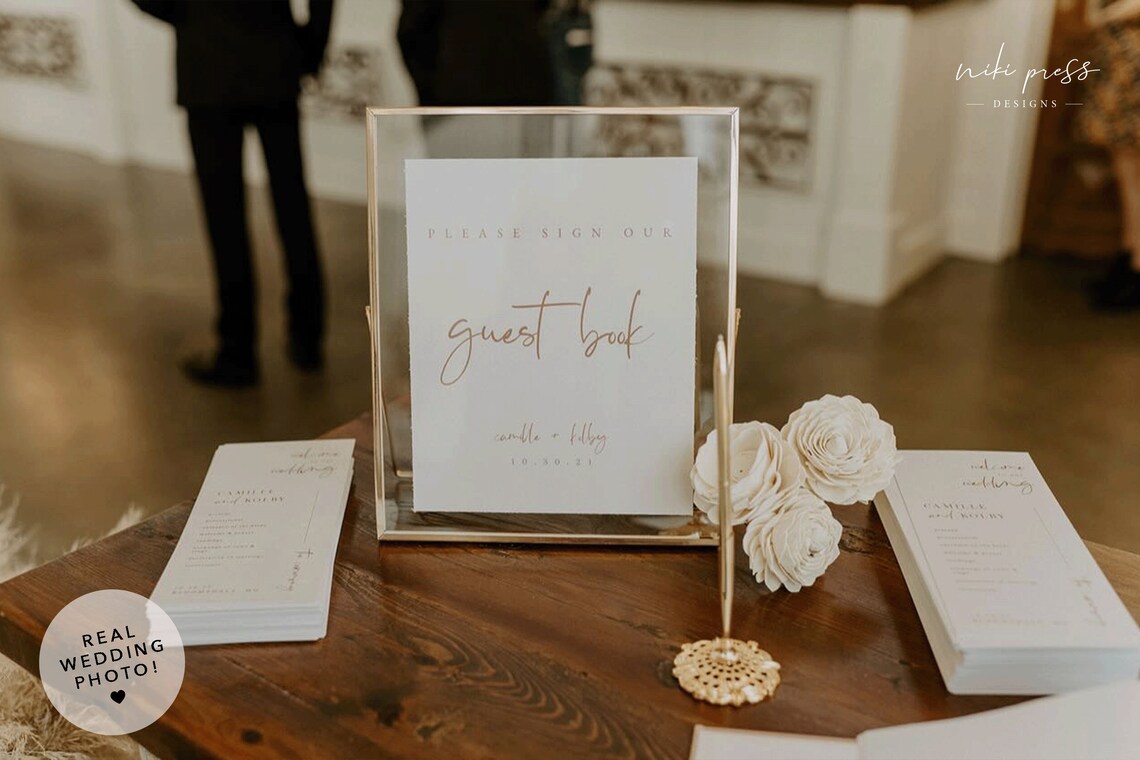 Desert Boho Postcard Guest Book Sign Template — Guest Book Wedding ...