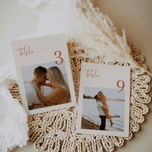 Desert Boho Table Numbers With Photos Template — Photo Table Number ...