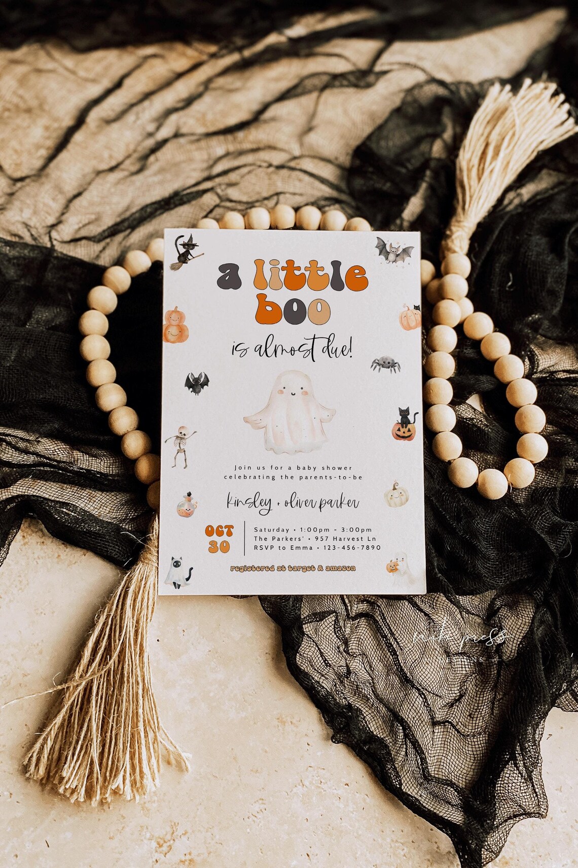 A Little Boo is Almost Due Baby Shower Invitation Template, Halloween ...