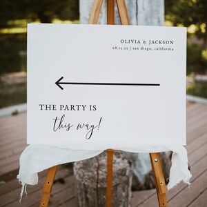 Wedding This Way Sign Template | Modern Wedding Direction Sign ...