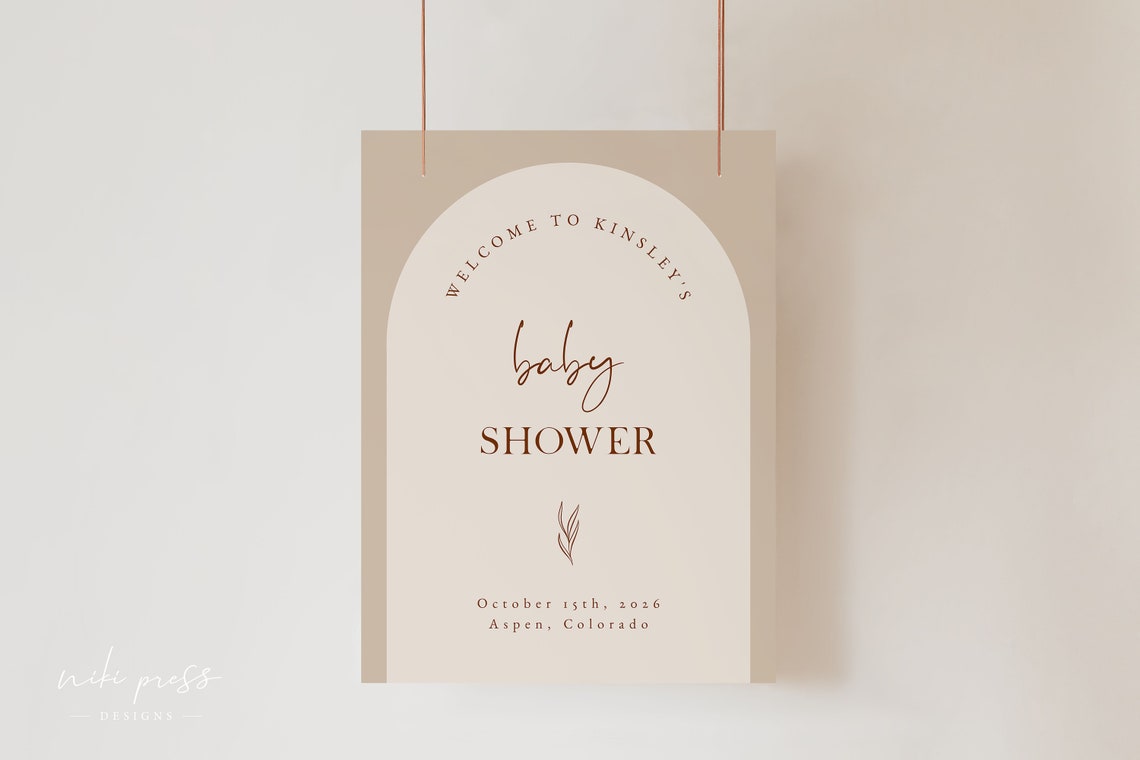 Arched Minimalist Baby Shower Welcome Sign Template | Gender Neutral ...