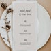 Modern Wedding Dinner Menu Template, Minimalist Wedding Menu, Classic ...