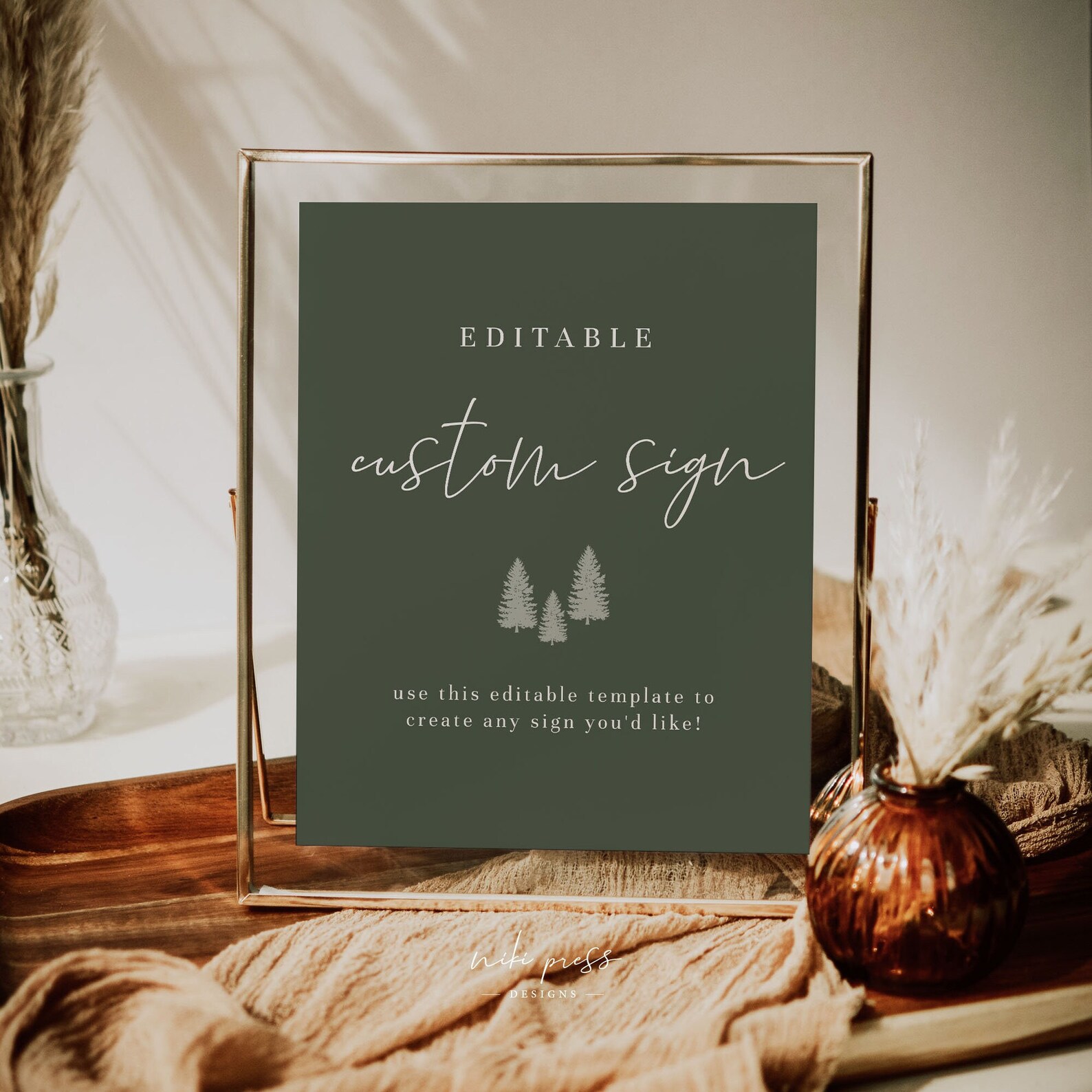 Forest Wedding Sign Template | Custom Wedding Sign | Pine Tree Wedding ...