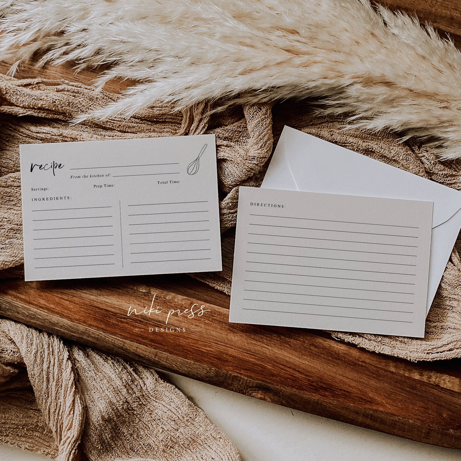 Bridal Shower Recipe Card & Recipe Request Template - Etsy