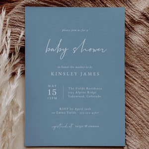 Blue Baby Shower Invitation Template | Minimalist Baby Shower ...