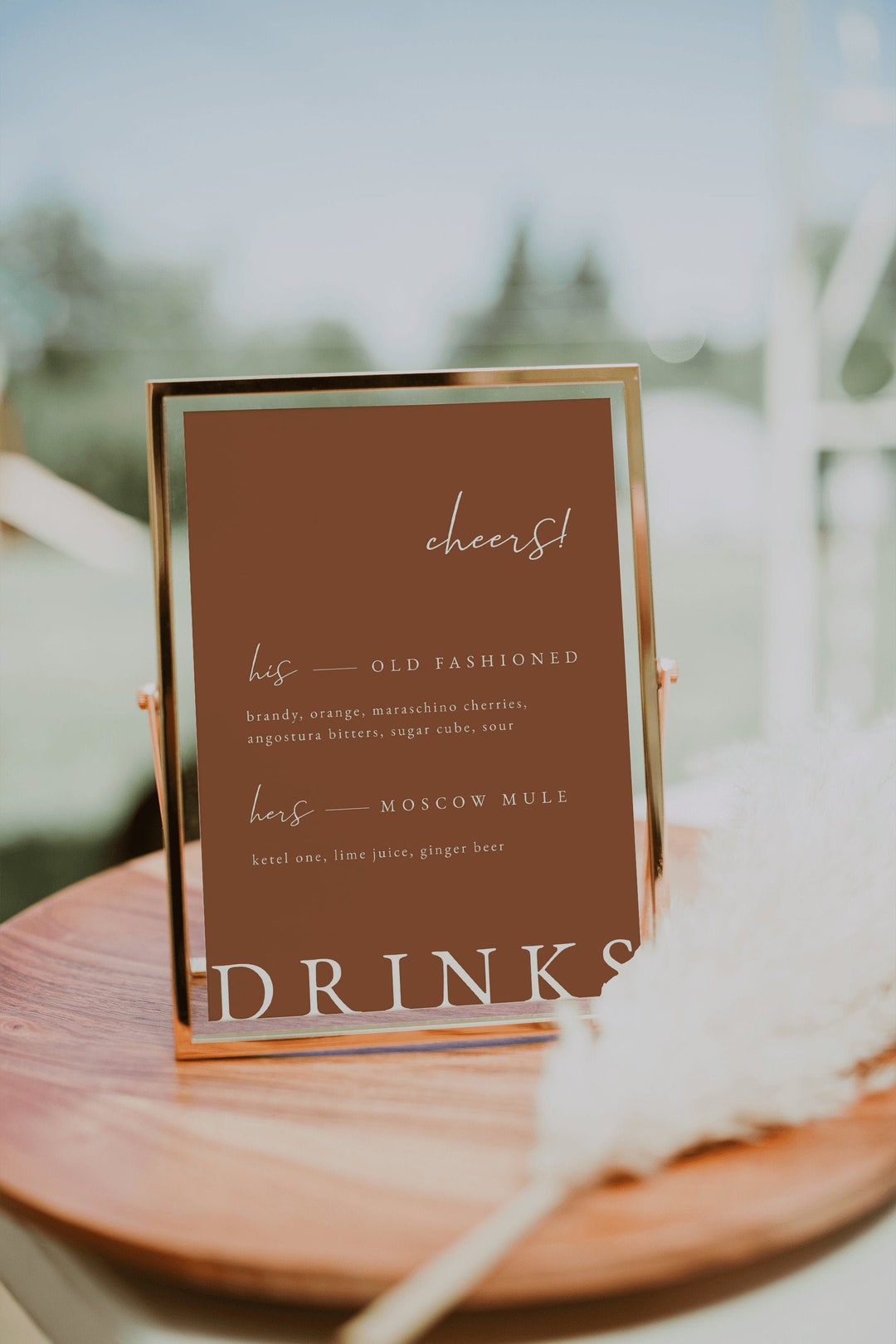 Bohemian Signature Drinks Sign Template — Terracotta Bar Menu — Wedding ...