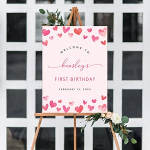 Valentine's Birthday Welcome Sign Template, Our Little Sweetheart, Girl ...