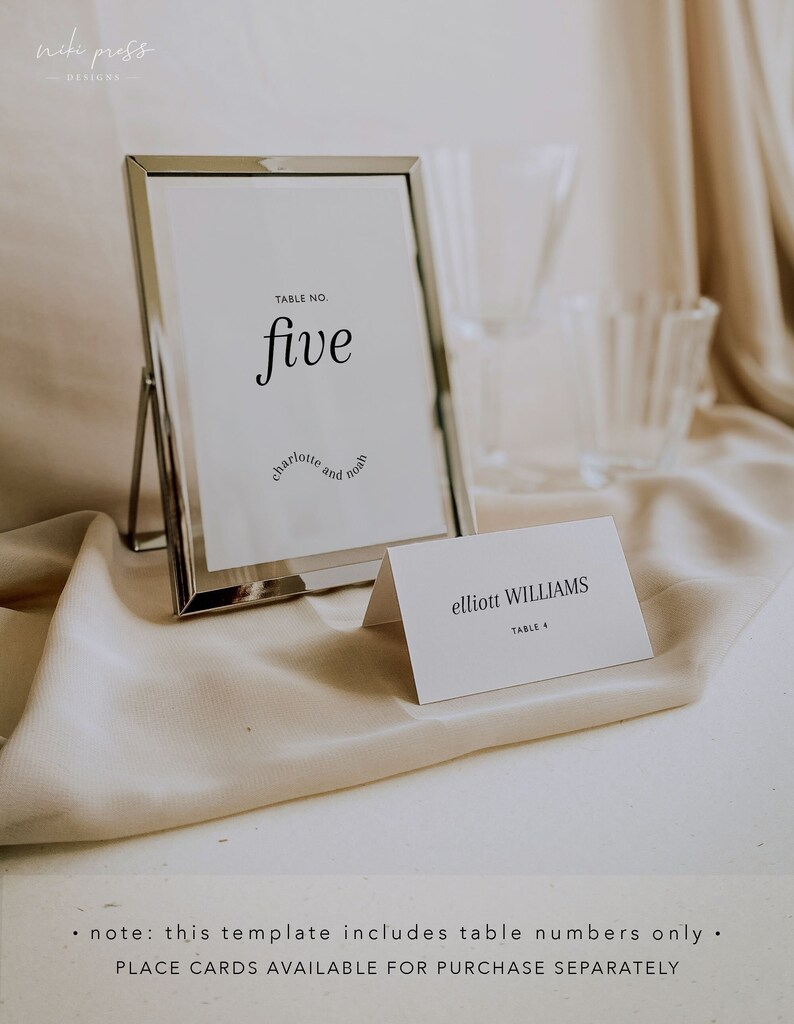 Modern Minimalist Table Numbers Template Printable Wedding - Etsy