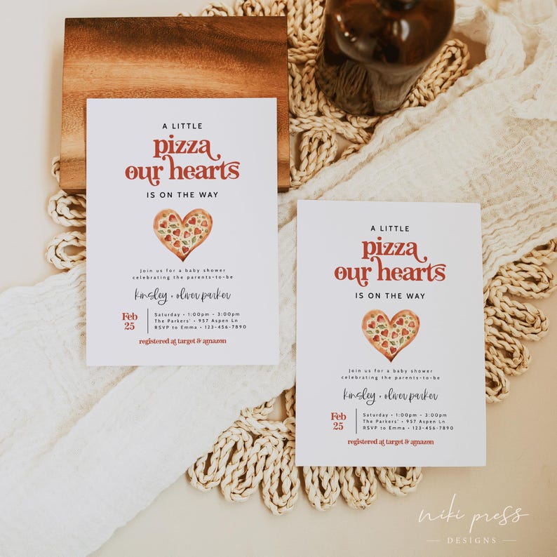 Pizza Baby Shower Invitation Template, February Baby Shower, Pizza and ...