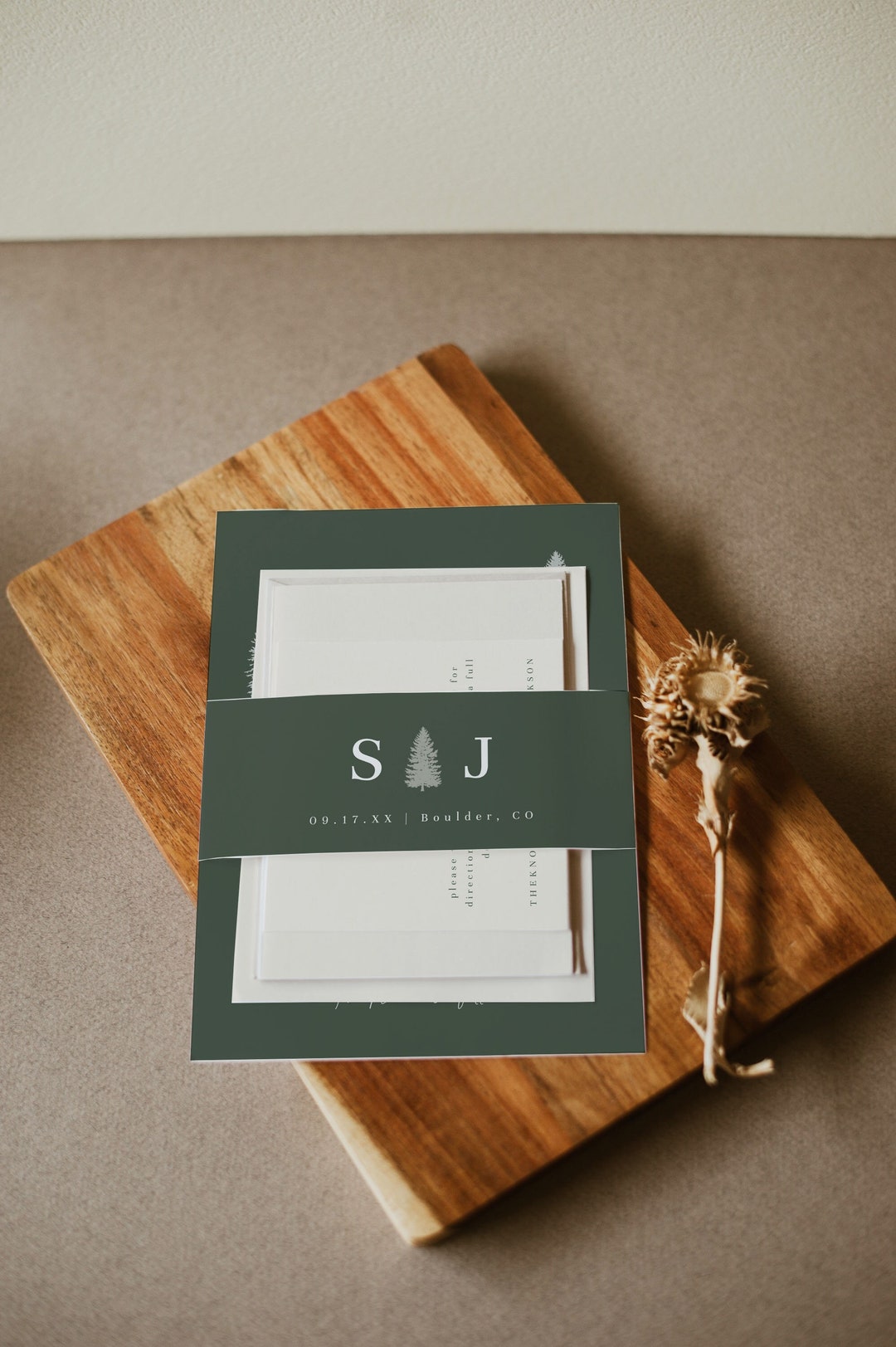 Forest Wedding Invitation Belly Band Template | Wedding Invitation ...