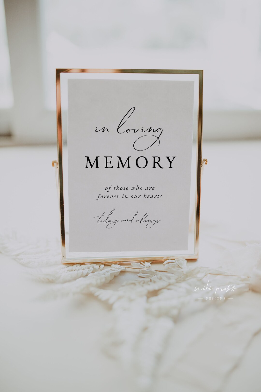In Loving Memory Wedding Sign Template | Minimalist Wedding Memorial ...