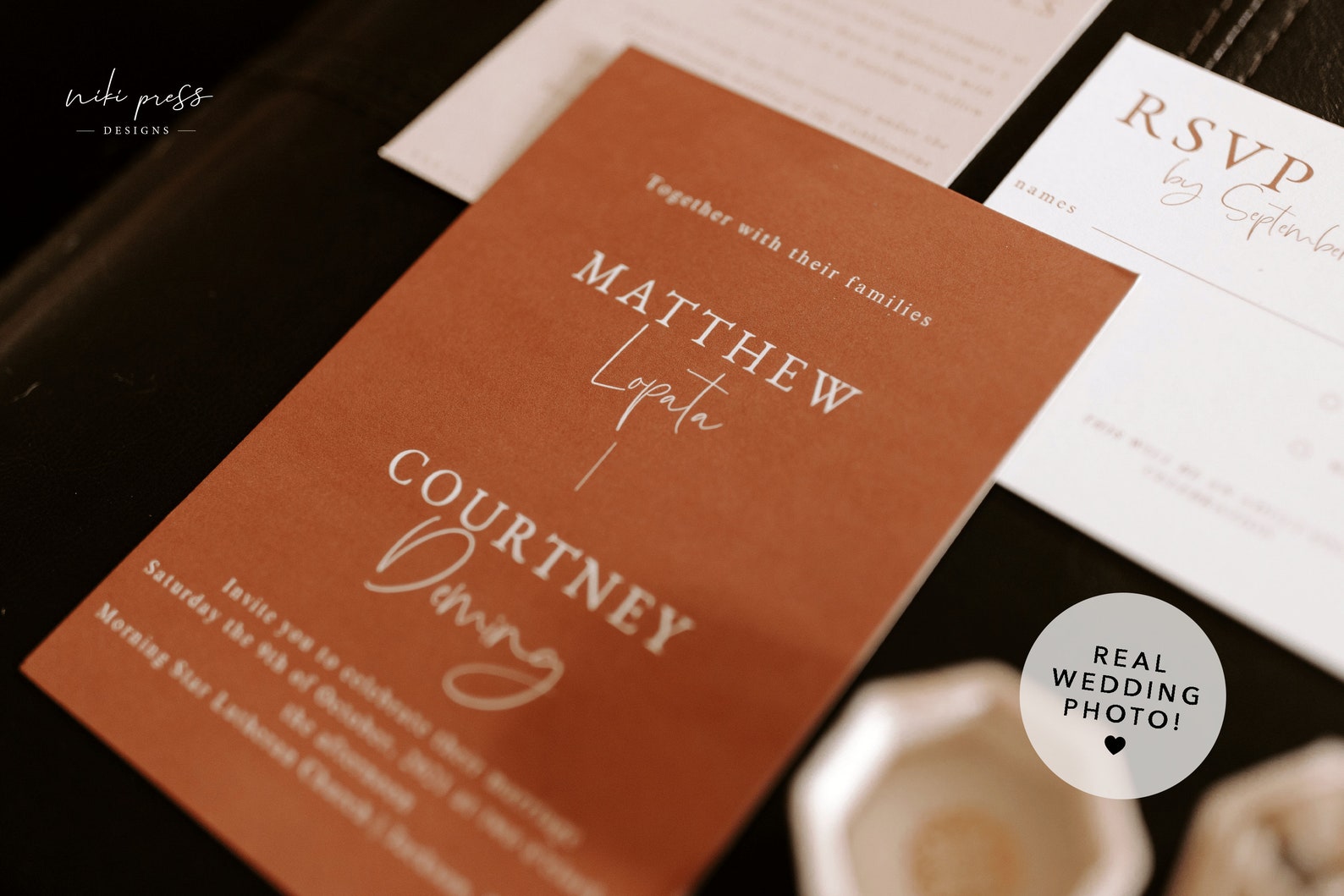 Dusty Terracotta Wedding Invitation Suite Template — Rust Wedding ...