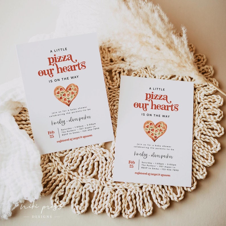 Pizza Baby Shower Invitation Template, February Baby Shower, Pizza and ...