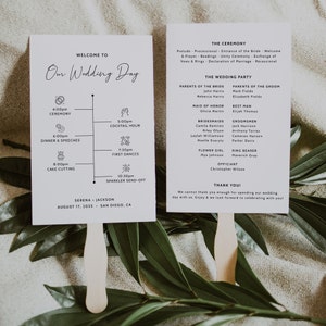 Modern Wedding Program Fan Template | Wedding Ceremony Timeline ...