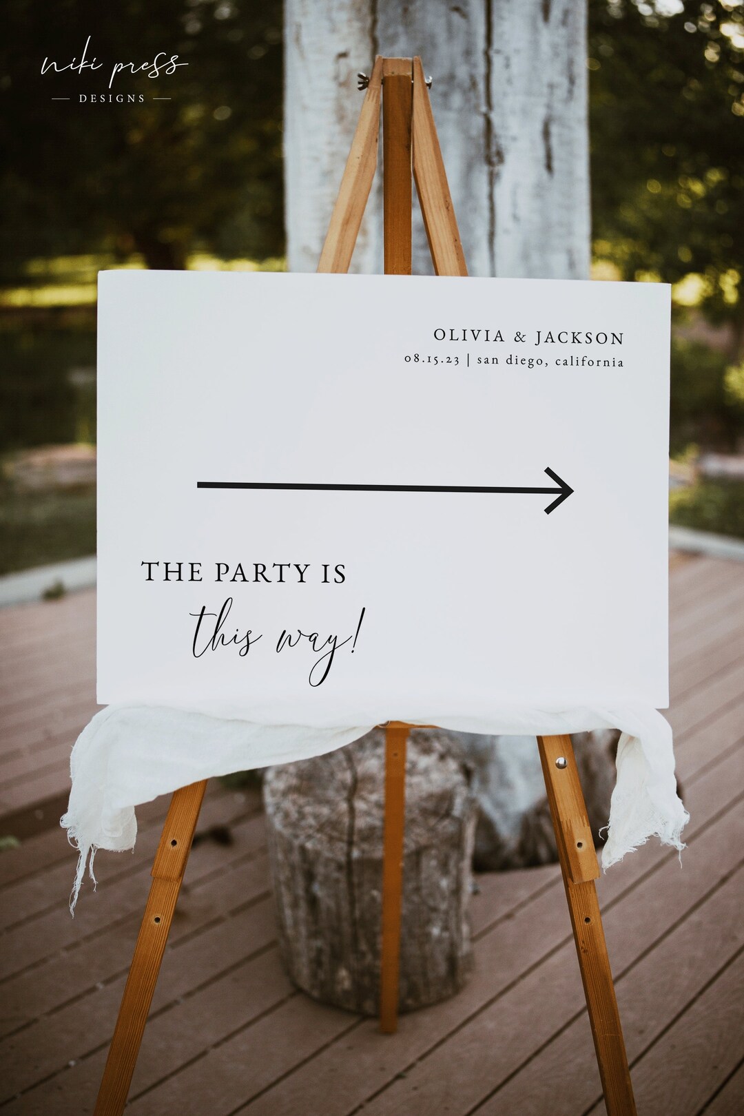 Wedding This Way Sign Template | Modern Wedding Direction Sign ...