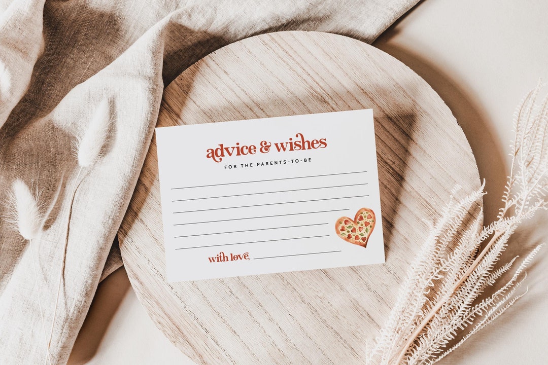 Pizza Baby Shower Advice Cards Template | Baby Shower Advice for ...
