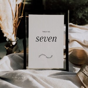 Modern Minimalist Table Numbers Template, Printable Wedding Table ...