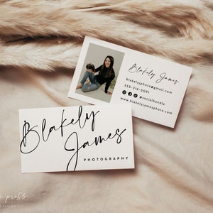 Modern Photo Business Card Template, Simple Clean Business Card, Small ...