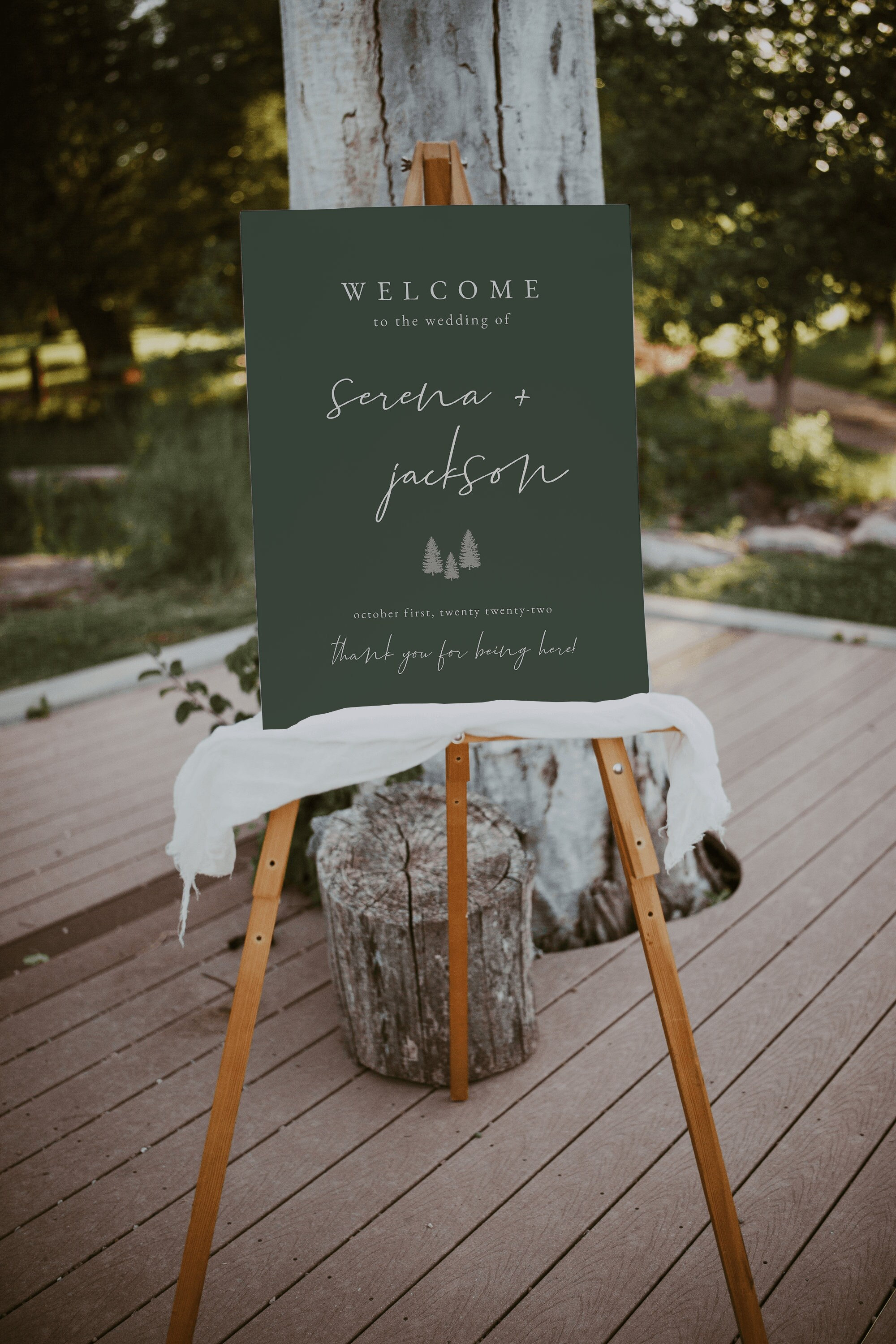 Forest Green Wedding Welcome Sign Template Woodsy Wedding | Etsy