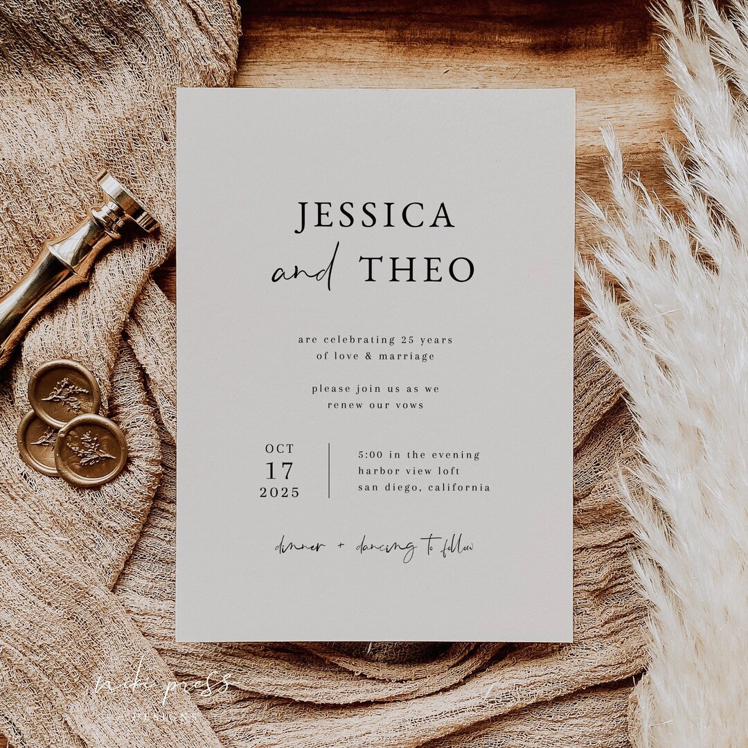 Minimalist Vow Renewal Invitation Template | We Still Do Invitation ...