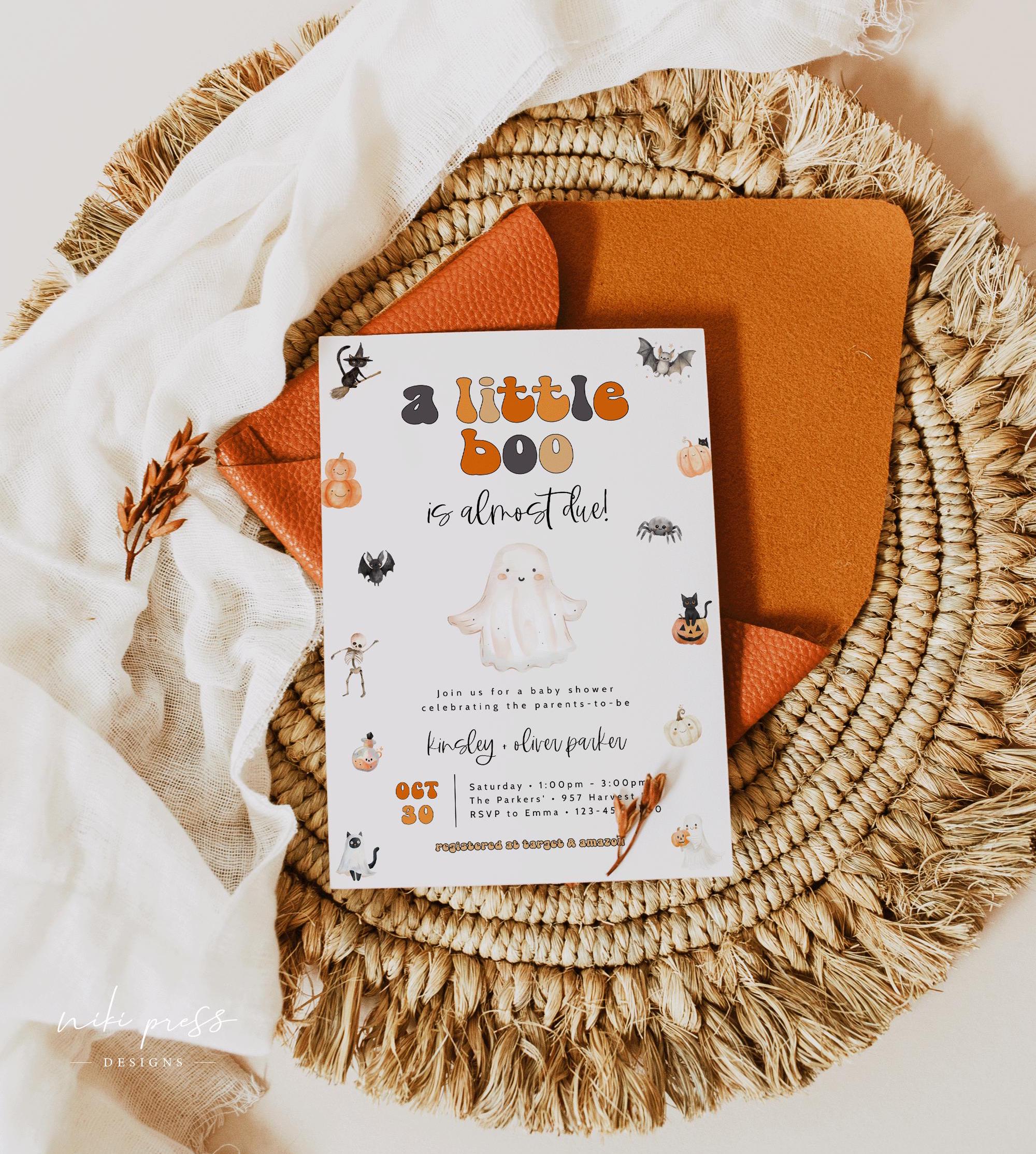 A Little Boo is Almost Due Baby Shower Invitation Template, Halloween ...