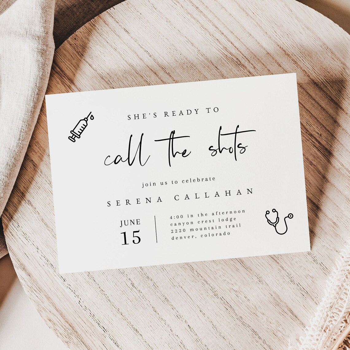 Modern Minimalist Nursing Graduation Party Invitation Template, She's ...