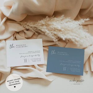 Minimalist Wedding Ceremony Insert Card Template | Printable Wedding ...