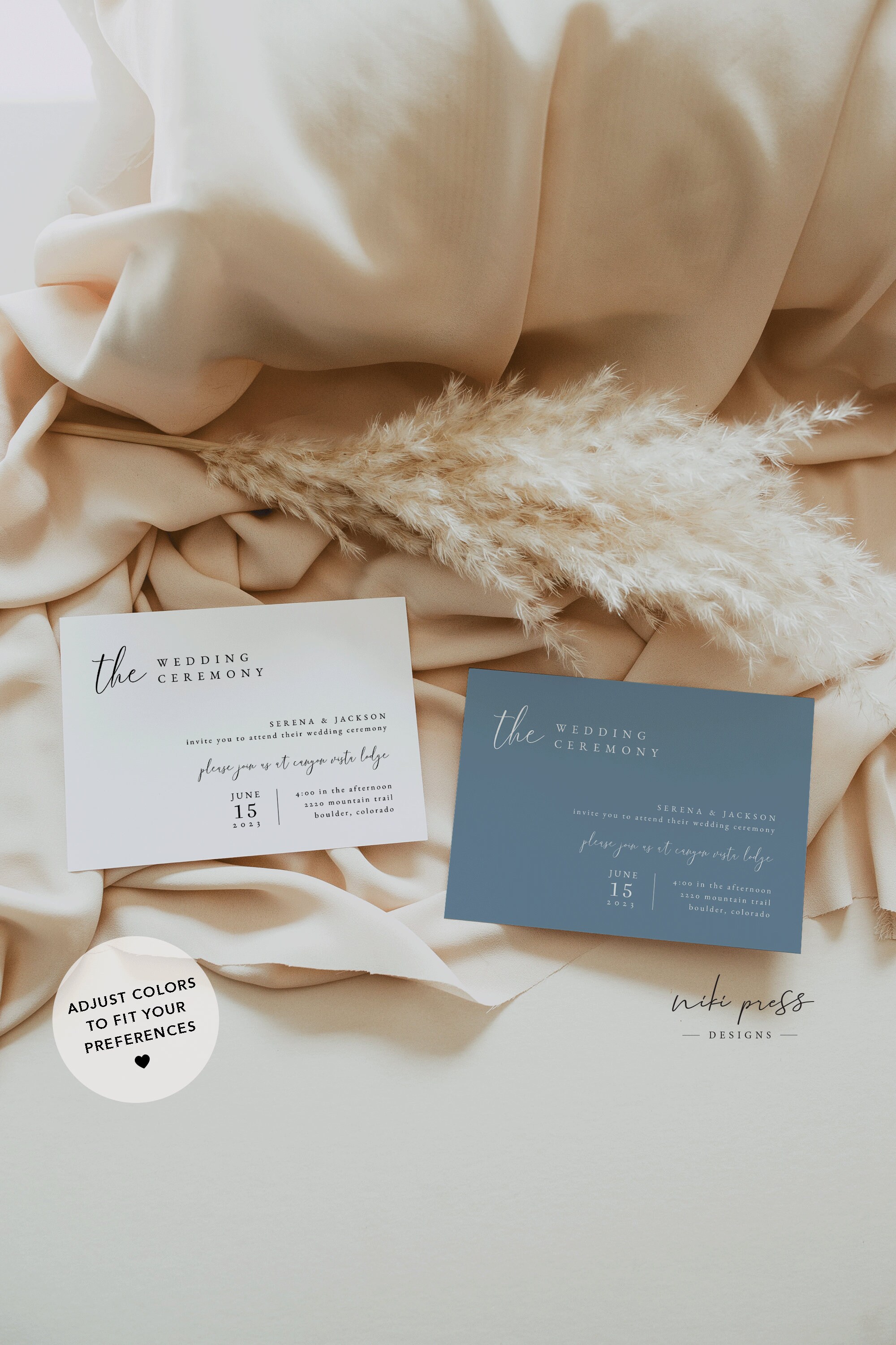 Minimalist Wedding Ceremony Insert Card Template Printable - Etsy