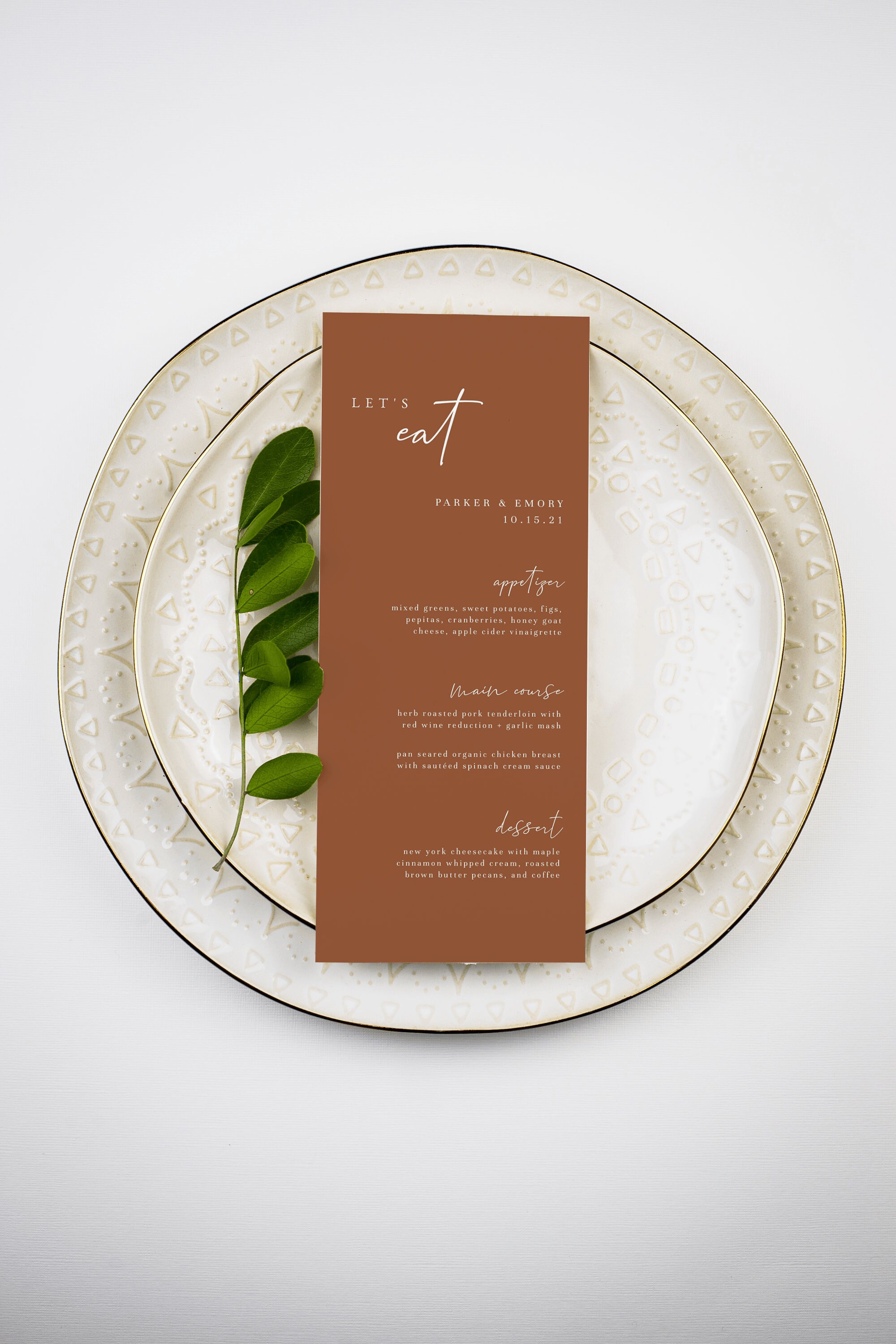 Bohemian Wedding Dinner Menu Template — Terracotta Wedding Menu ...