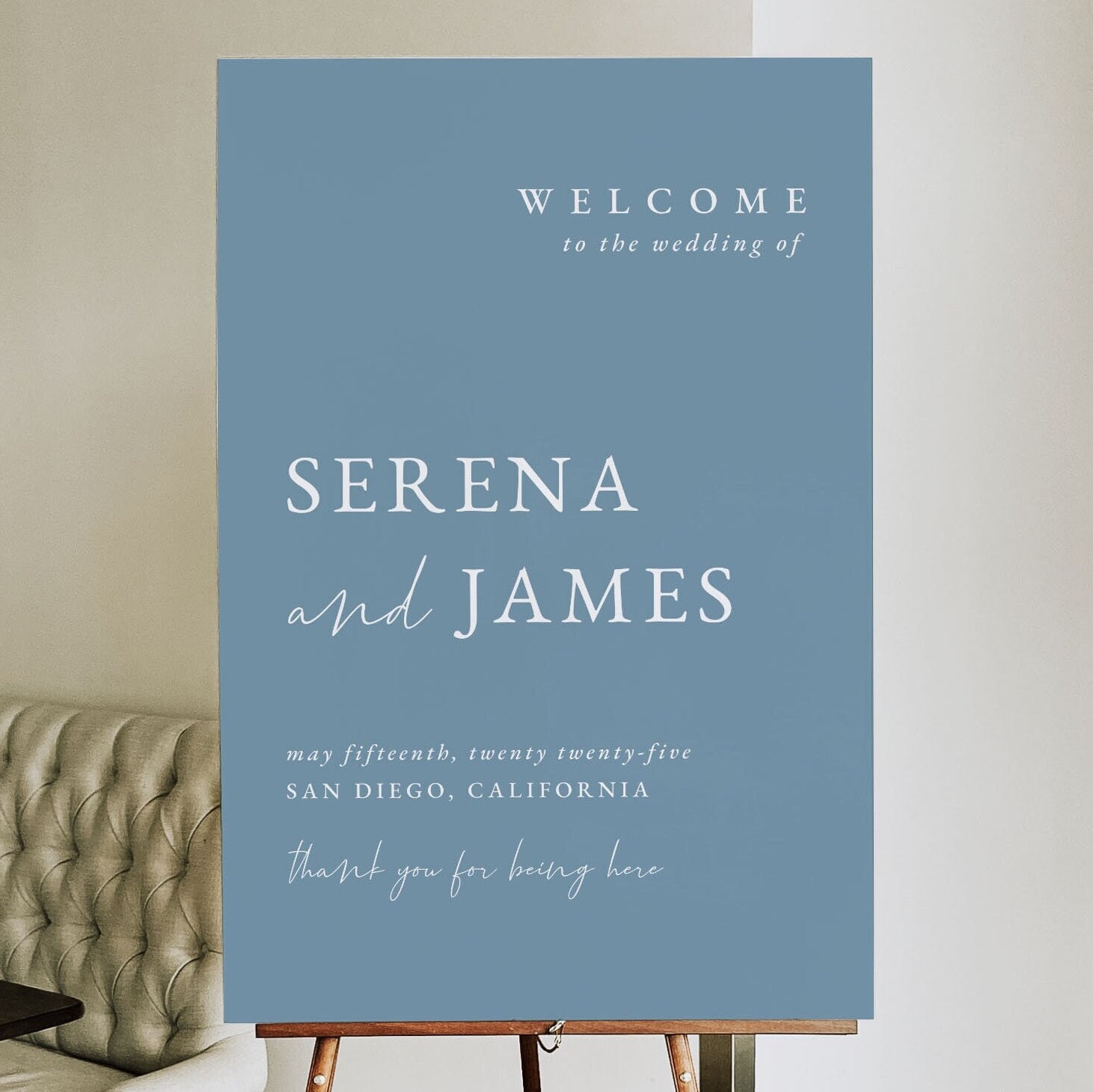 Dusty Blue Wedding Welcome Sign Template | Modern Wedding Welcome Sign ...
