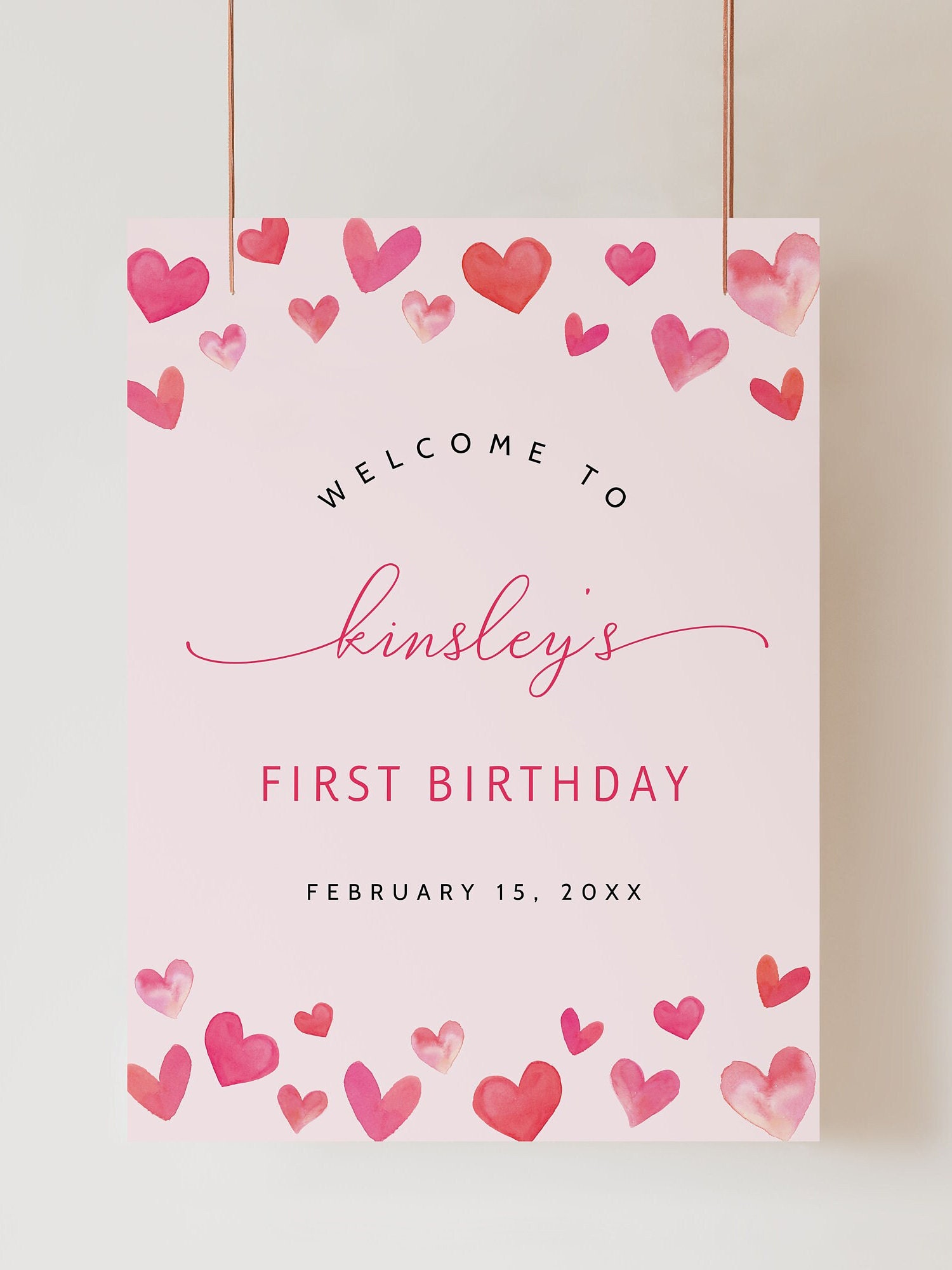 Valentine's Birthday Welcome Sign Template, Our Little Sweetheart, Girl ...