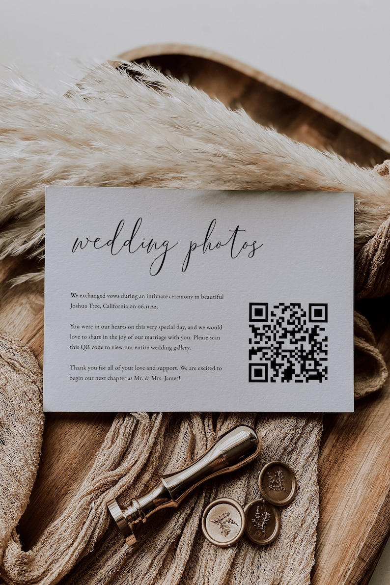 Wedding QR Code Card Template Wedding Photos QR Code Card - Etsy