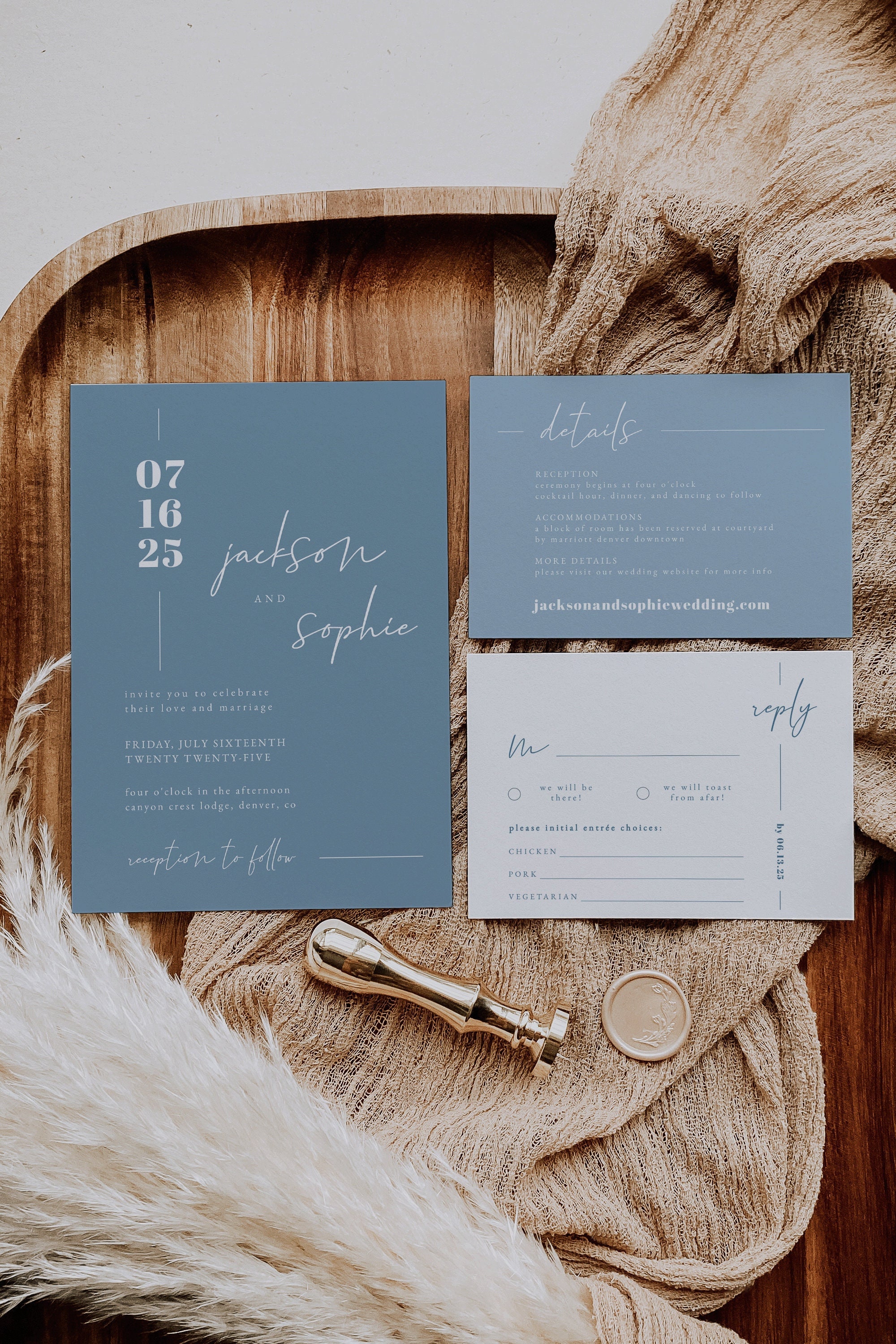 Shades Of Blue Wedding Invitations