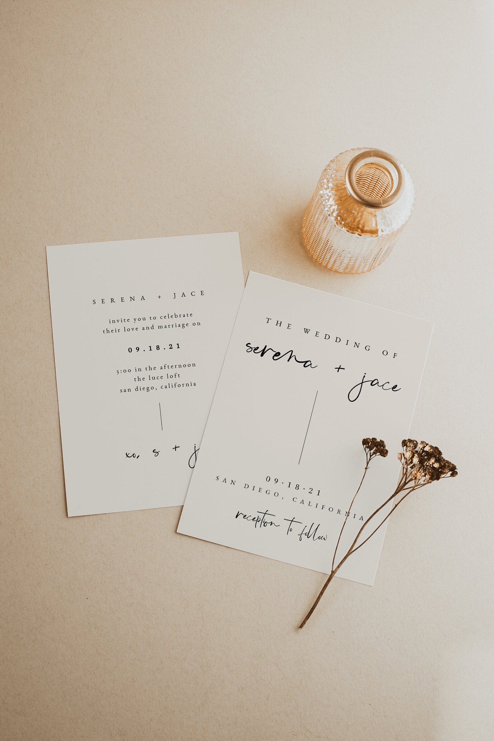 Minimalist Boho Wedding Invitation Suite Printable Bohemian | Etsy