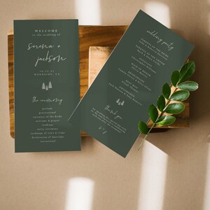 Forest Green Wedding Program Template Woodsy Wedding - Etsy
