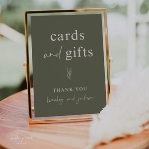 Earthy Olive Wedding Cards and Gifts Sign Template | Printable Cards ...